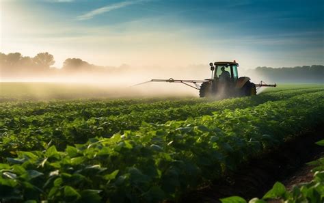 Premium AI Image Spring Spraying In The Soybean Field Generative AI