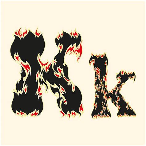 흰색 벡터에 불 같은 글꼴 문자 K Eps Ai Uidownload