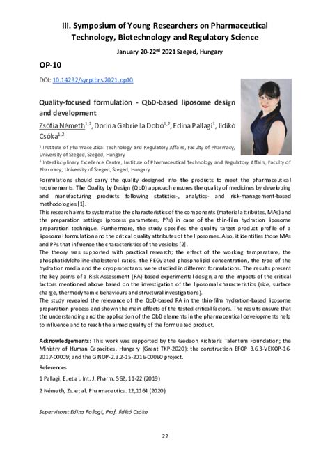 (PDF) Quality-focused formulation - QbD-based liposome design and development | Ildikó Csóka ...