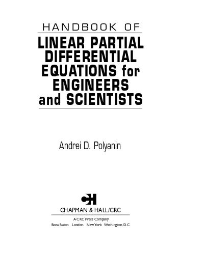 Linear Partial Differential Equations For Engineers And Scientists
