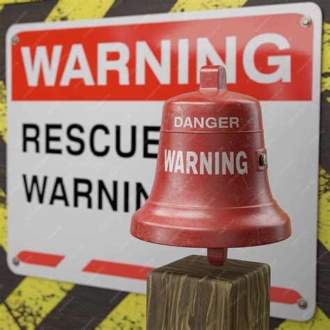 3d Red Danger Attention Bell Or Emergency Notifications Alert On Rescue Warning In Background