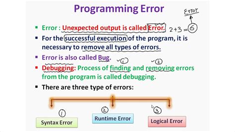 ¿cuáles Son Los 3 Tipos De Errores De Programación