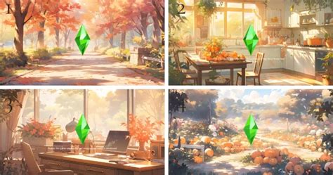 Набор осенних фонов для экрана загрузки Autumn Loading Screens для Sims 4 скачать Моды для Симс