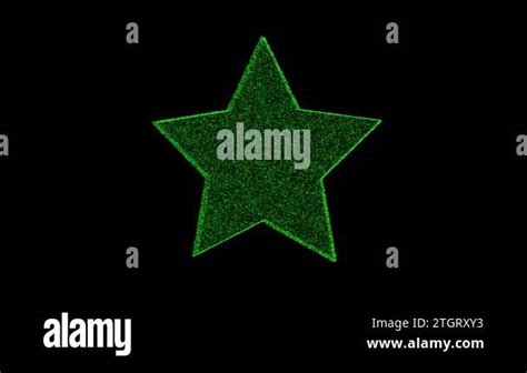 3d Green Star Rotates On Black Background Object Consisting Of Flickering Particles 60 Fps
