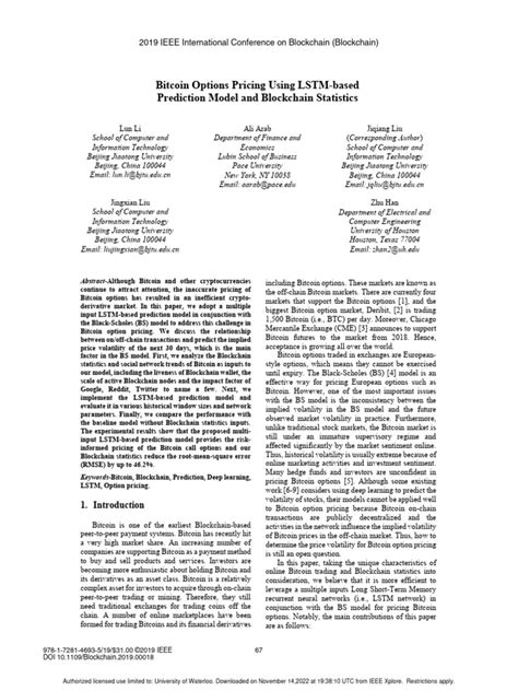 Li Bitcoin Options Pricing Using Lstm Based Prediction Model And Blockchain Statistics Pdf