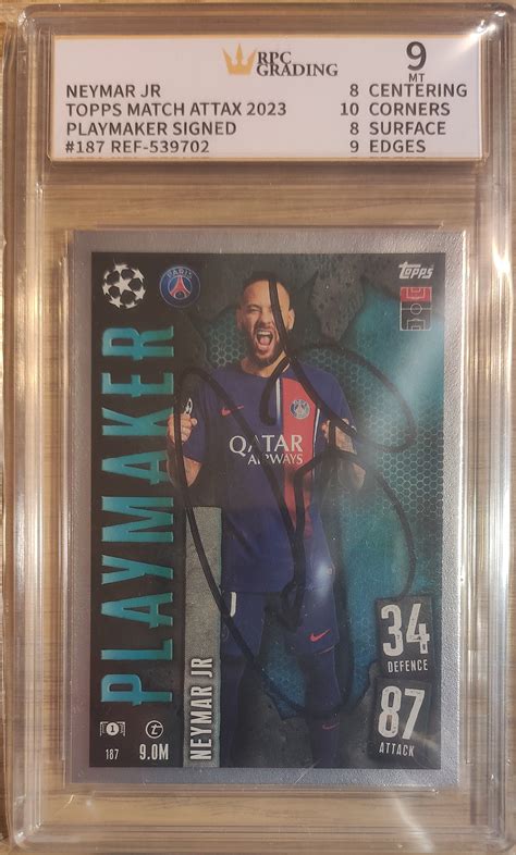 Neymar Jr Autograph Hand Signed Card Rpc Mint Etsy