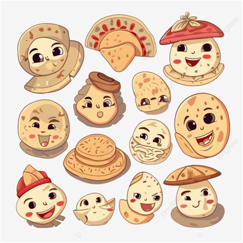 Gambar Set Clipart Tortilla Makanan Comel Kartun Dengan Muka Tersenyum