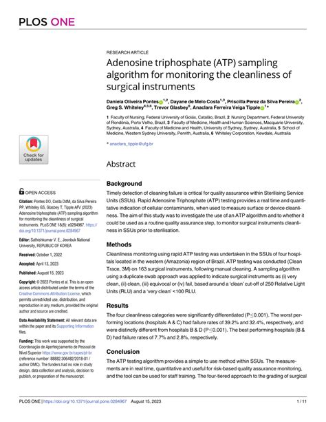 Pdf Adenosine Triphosphate Atp Sampling Algorithm For Monitoring
