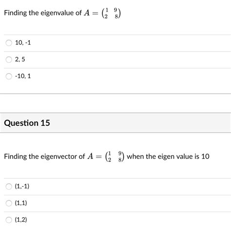 Solved Finding The Eigenvalue Of A 1 10 1 2 5 10 1 Chegg Com