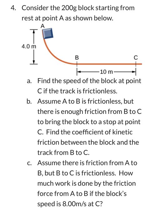 solved 4 consider the 200 g block starting from rest at