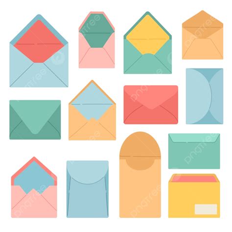 Envelope Set Flat Design Vector Illustration Postcard Send Service