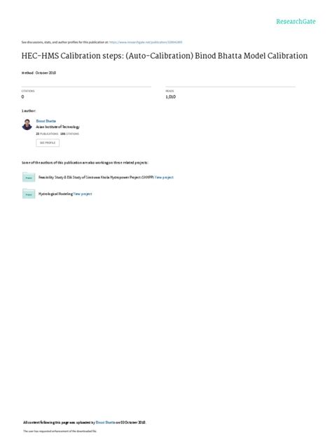 Hec Hms Calibration Steps Auto Calibration Binod Bhatta Model Calibration Pdf