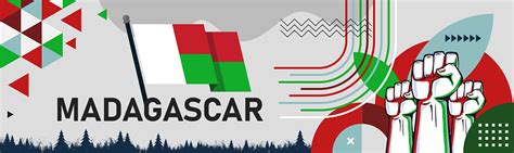 마다가스카르 국경일 배너 디자인 마다가스카르 국기 테마 그래픽 아트 웹 배경입니다 추상적인 축하 기하학적 삼각형 흰색 빨간색 녹색 마다가스카르는 주먹을 올렸다