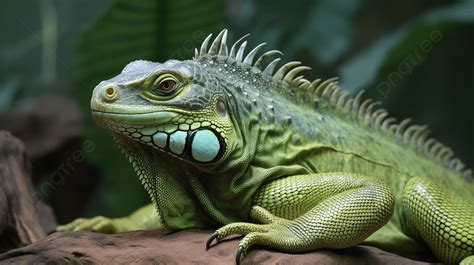 Iguana Hijau Dengan Mata Biru Panjang Video Klip Jepretan Langsung