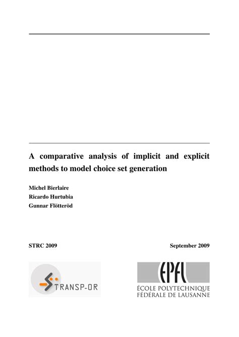 Pdf A Comparative Analysis Of Implicit And Explicit Methods To Model Choice Set Generation