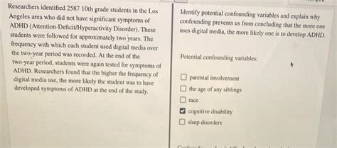 Solved Identify Potential Confounding Variables And Explain