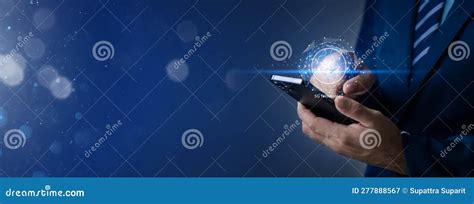 Businessman With 5g Technology Hologram 5g Networking Data Forwarding