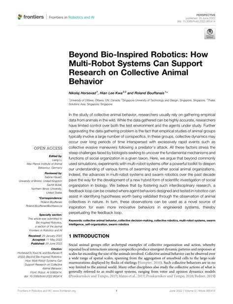 Pdf Beyond Bio Inspired Robotics How Multi Robot Systems Can Support Research On Collective