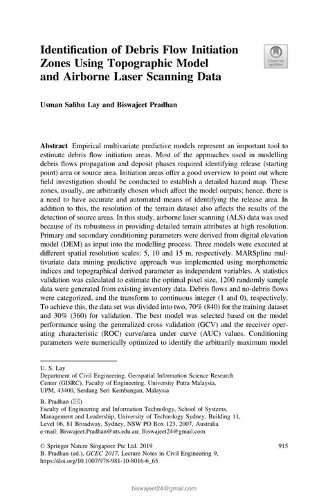 Pdf Identification Of Debris Flow Initiation Zones Using Topographic