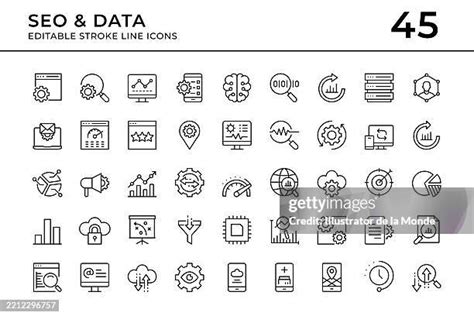 Seo And Data Analytics Editable Stroke Line Icons High Res Vector Graphic Getty Images