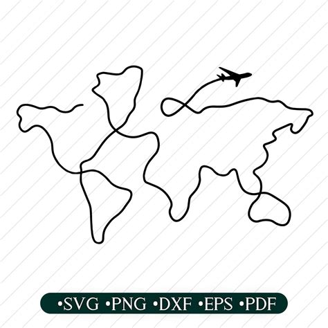 World Map Svg Travel Map Svg Cut Files Line Art Vector Files Silhouette Cricut Easy To Use
