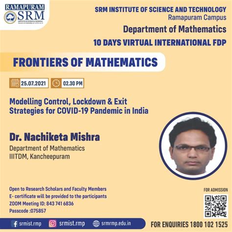 Srm Institute Of Science And Technology Ramapuram On Linkedin Frontiersofmathematics