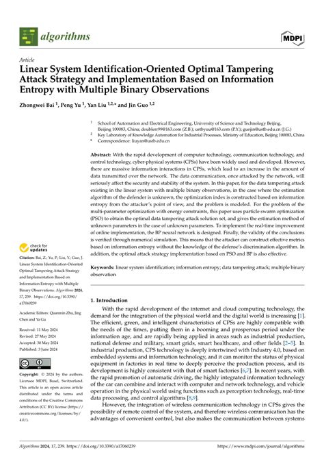 Pdf Linear System Identification Oriented Optimal Tampering Attack