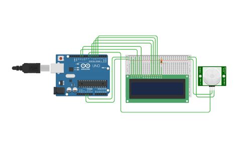 Circuit Design Pir Sensor With Lcd Display Tinkercad