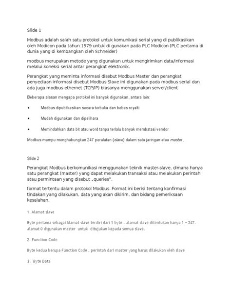 Modbus Adalah Salah Satu Protokol Untuk Komunikasi Serial Yang Di