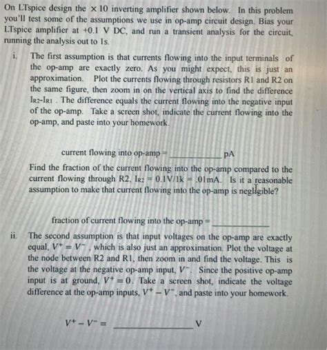 Solved On Ltspice Design The ×10 Inverting Amplifier Shown
