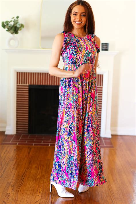 Fuchsia Flutter Floral Maxi Dress
