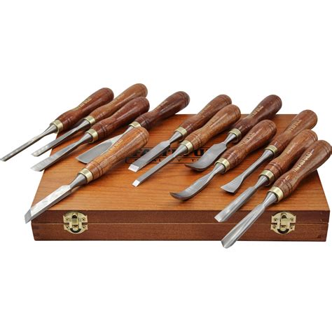 Faithfull 12 Piece Wood Carving Chisel Set In Case Carving Sets