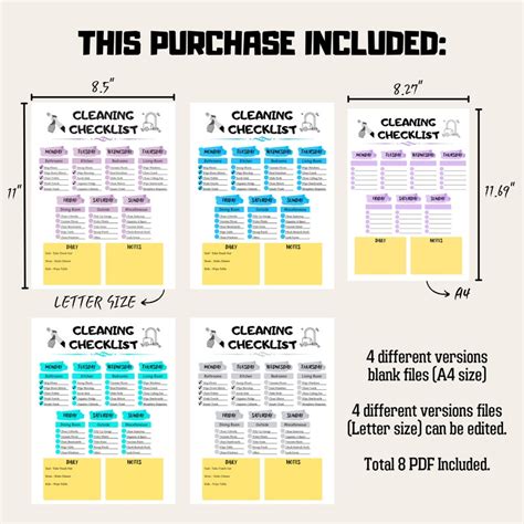 Editable Cleaning Checklist Cool Color Tone Editable Cleaning Schedule For Daily Weekly Chores