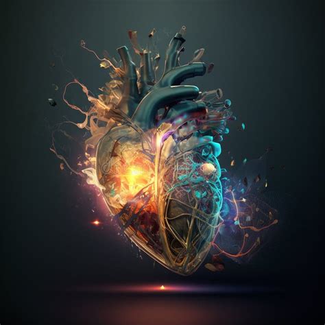 Graphic 3d Image Of A Human Heart Showing Regeneration Stock