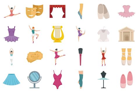 Ballet Icons Set Flat Style 16818127 Vector Art At Vecteezy