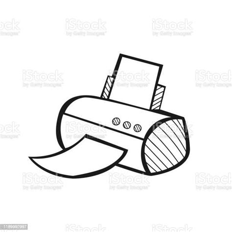 손으로 그린 프린터흰색에 격리 스케치 벡터 그림입니다 3차원 형태에 대한 스톡 벡터 아트 및 기타 이미지 3차원 형태 괴짜 교육 Istock