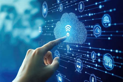 Cloud Technology Connects Users Through Digital Networks And Wireless Communication In A Modern