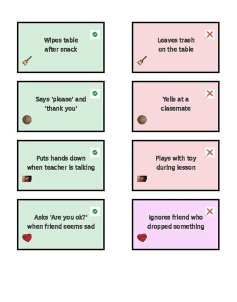 Visual Behavior Examples Of Classroom Rules And Expectations For Class