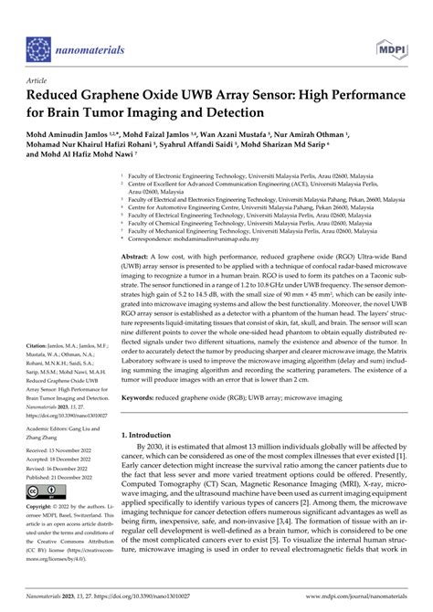 Pdf Reduced Graphene Oxide Uwb Array Sensor High Performance For