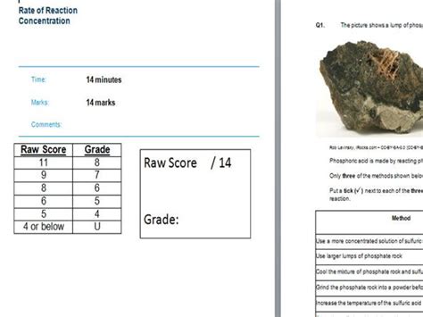 Rate Of Reaction Concentration Exam Questions Teaching Resources