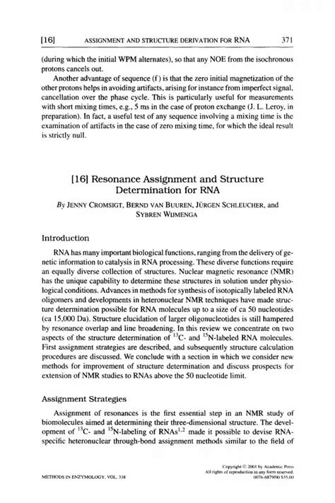 Pdf Resonance Assignment And Structure Determination For Rna Dokumentips