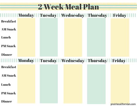 Two Week Meal Plan Template