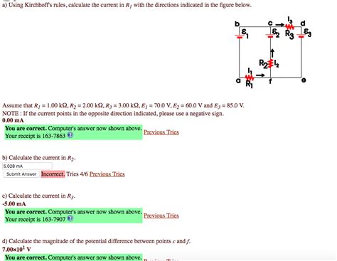 solved a using kirchhoff s rules calculate the current in