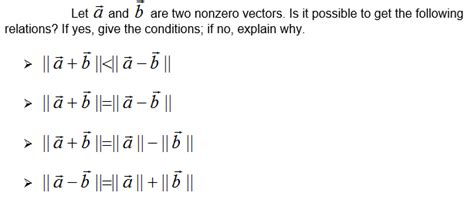 Solved Let Vector A And Vector B Are Two Nonzero Vectors Is Chegg