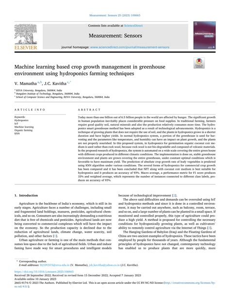 Pdf Machine Learning Based Crop Growth Management In Greenhouse
