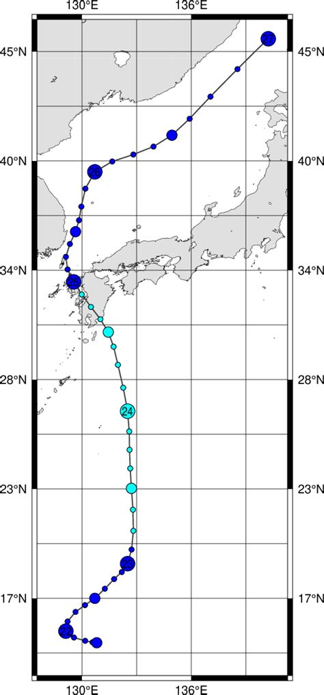 Digital Typhoon Typhoon 197612 Anita Detailed Track Information