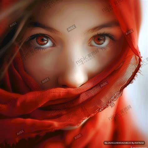 Ai创作图红色斗篷美女 写实人物插画 维吾尔美女插画 写实人物绘画 全画幅大画幅美女人物 大眼睛美女 大眼睛素材 眼睛看世界 Hdr绘画 数字肖像插画 Cg绘画作品 唯美女性人物肖像 戴头巾