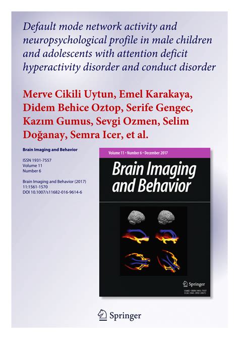 Pdf Default Mode Network Activity And Neuropsychological Profile In