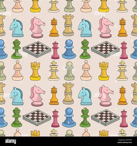 Cartoon Chess Seamless Pattern Stock Vector Image And Art Alamy