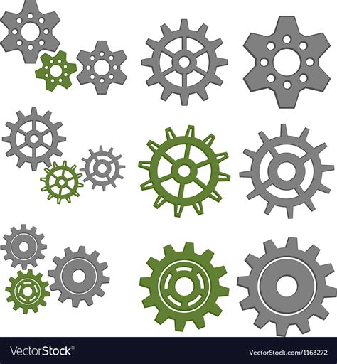 Set Of Gears With Six Different Royalty Free Vector Image